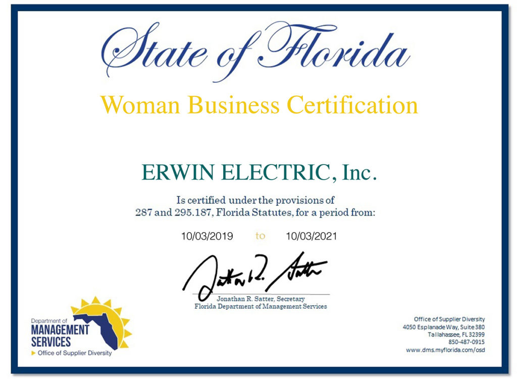 WMBE Certifications | Erwin Electric